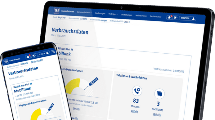 1&1 Control-Center - Ihr persönlicher Kundenbereich